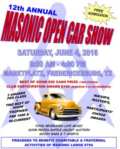 12th Annual Masonic Open Car Show